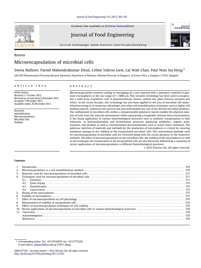 Microencapsulation of Microbial Cells | PDF | Cross Link | Gelatin