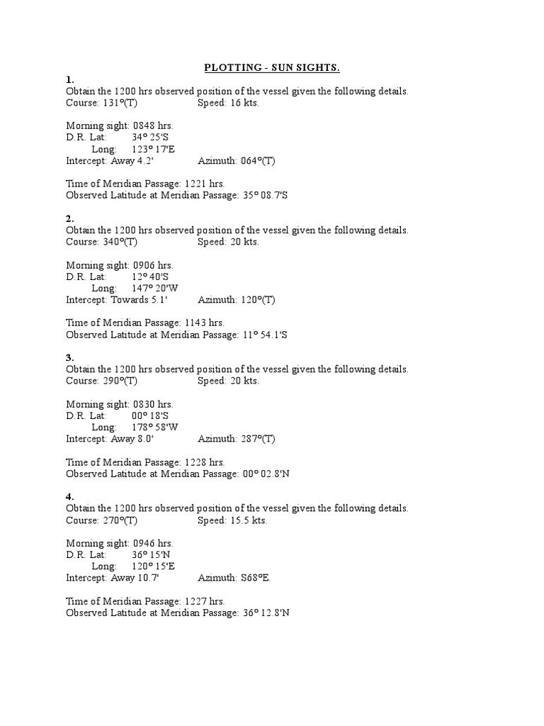 Plotting - Sun Sights. 1 | PDF