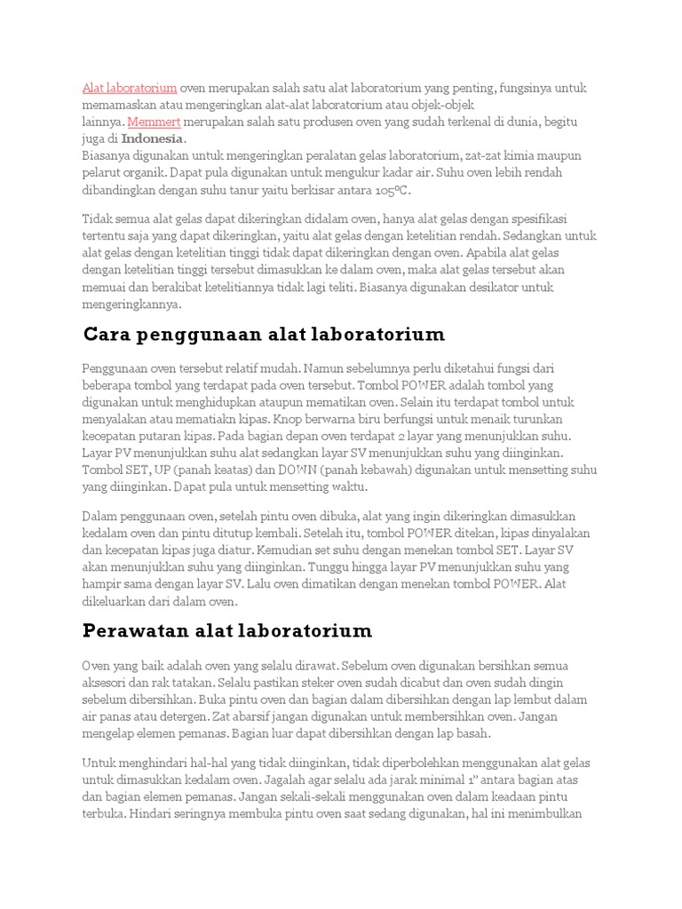 Panduan Penggunaan dan Perawatan Oven Laboratorium | PDF