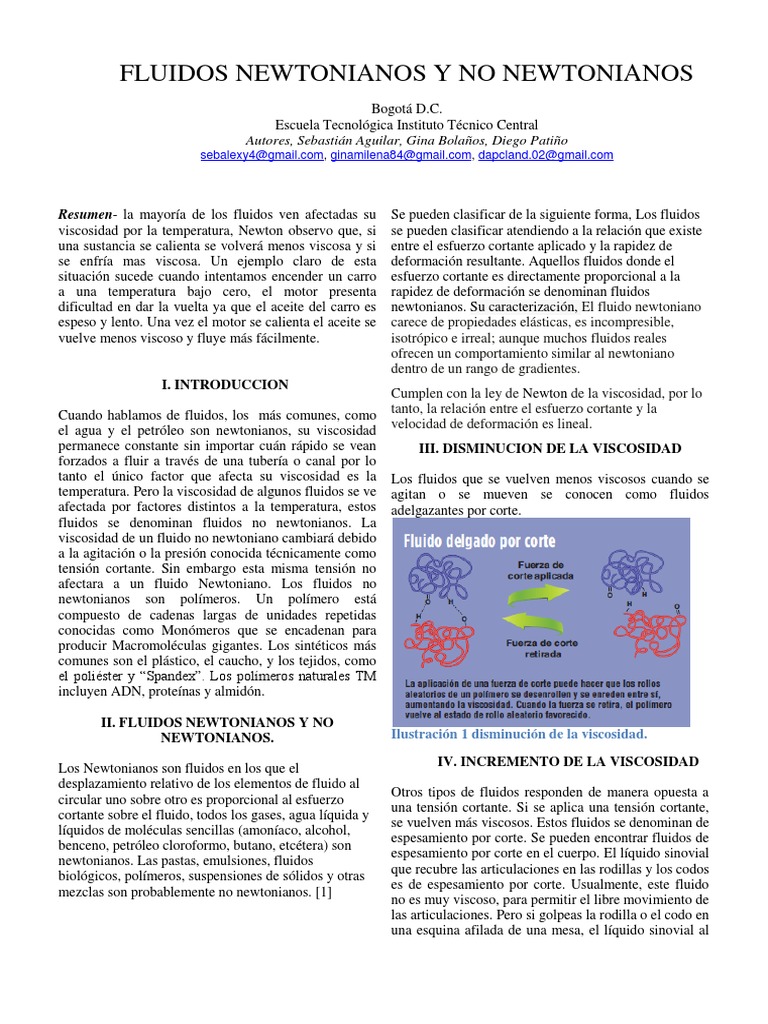 Fluidos Newtonianos y No Newtonianos | Viscosidad | Fluido