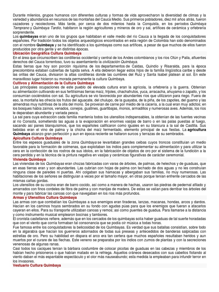 Cultura Quimbaya: Historia y Costumbres | PDF | cerámica | Cerámica