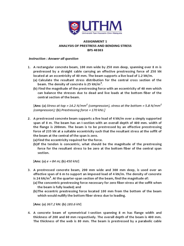 UTHM | PDF | Beam (Structure) | Prestressed Concrete