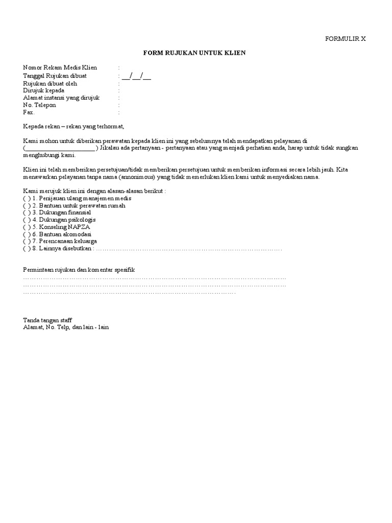 Formulir Rujukan Pasien Hiv-Aids | PDF