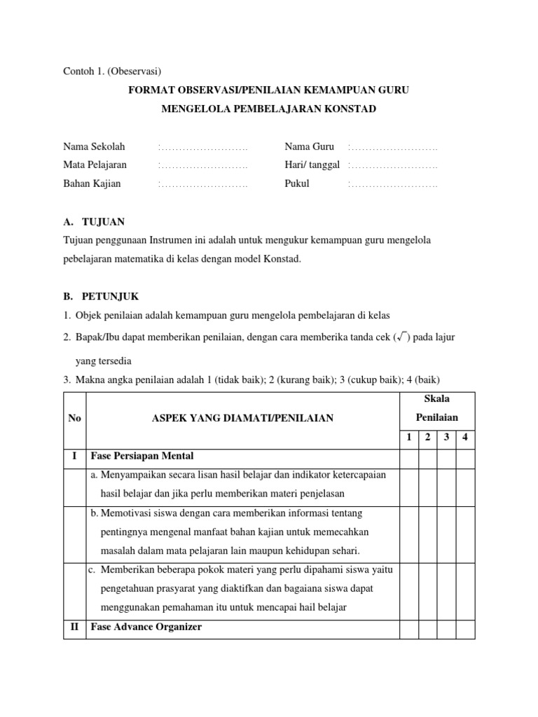 Contoh Instrumen Penilaian Non Tes | PDF | Karier & Perkembangan | Seni