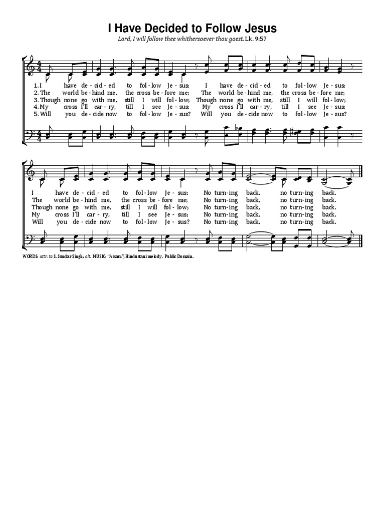 I Have Decided to Follow Jesus Sheet Music | PDF | Leisure