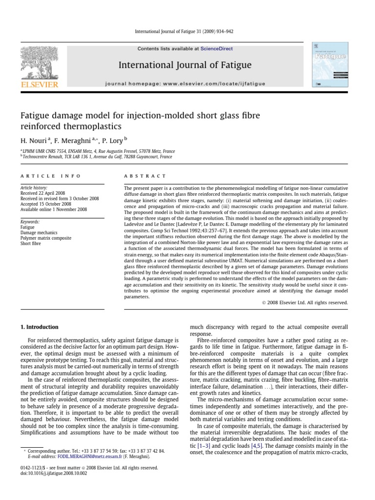 2009 - Fatigue Damage Model For Injection-Molded Short Glass Fibre RF ...