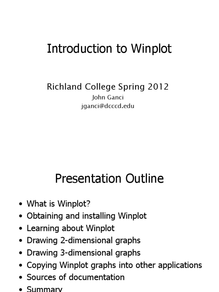 Winplot Intro Spr2012 | PDF | Differential Geometry | Geometry