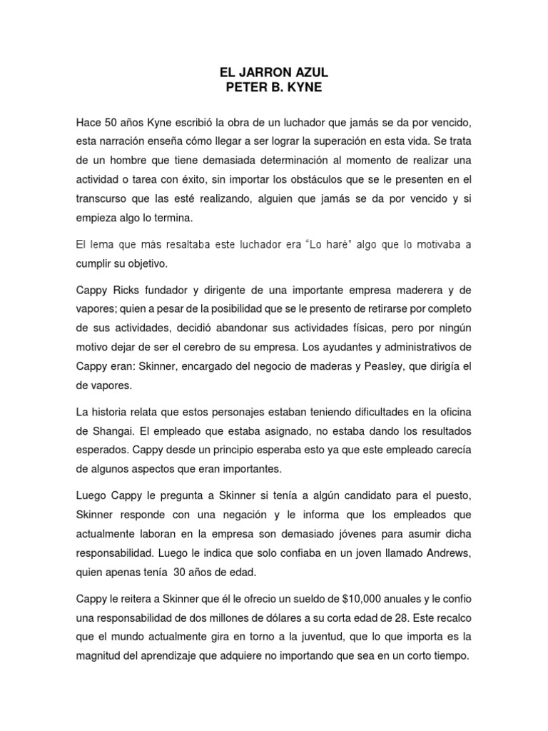 Superación y Éxito en "El Jarrón Azul" | PDF | Relaciones personales ...