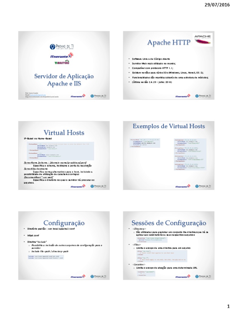 Configuração e Funcionalidades do Servidor Apache HTTP | PDF | Servidor ...