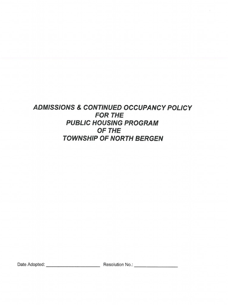 Admissions & Continued Occupancy Policy | PDF