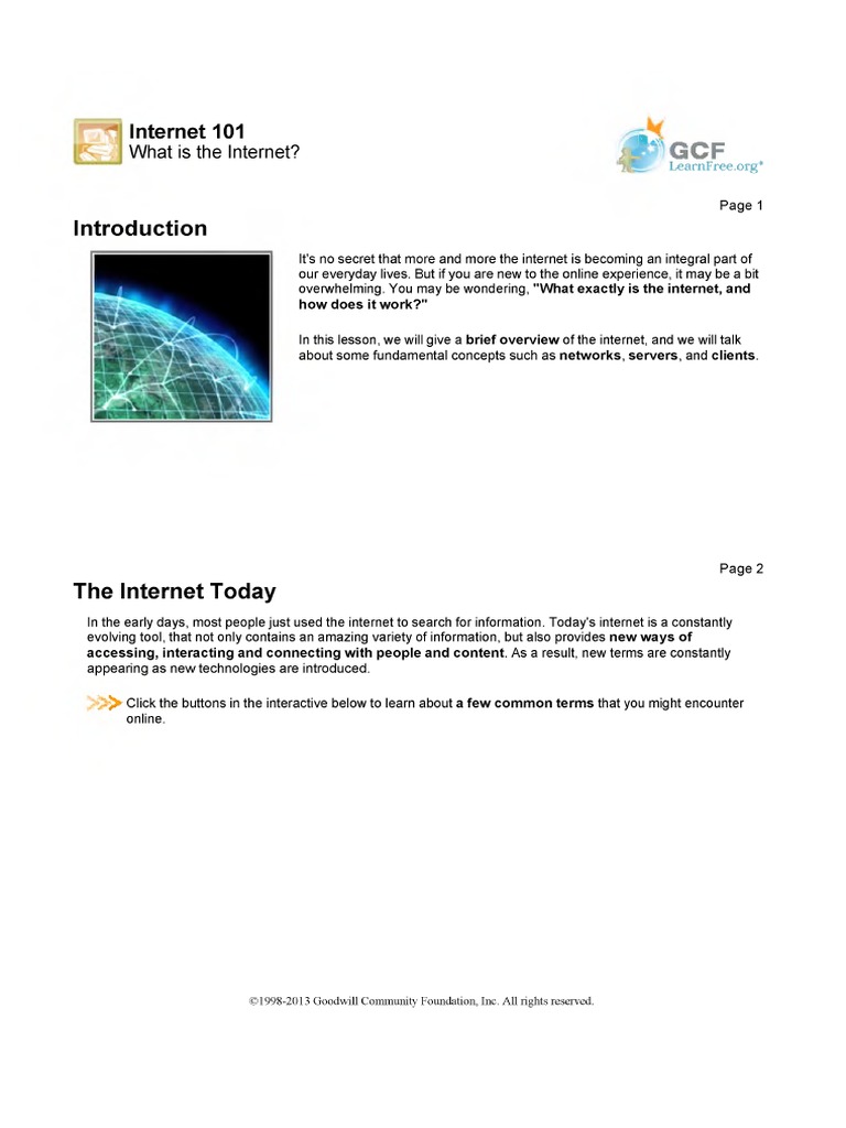 Internet 101: What Is The Internet? | PDF | World Wide Web | Internet & Web
