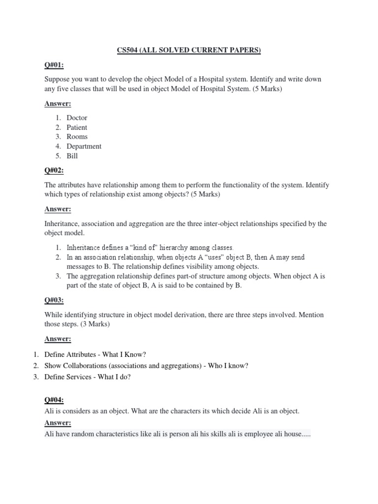 CS504 All Current Solved Papers | PDF | Object (Computer Science) | Class (Computer Programming)
