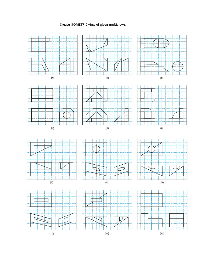 Create ISOMETRIC View of Given Multiviews | PDF