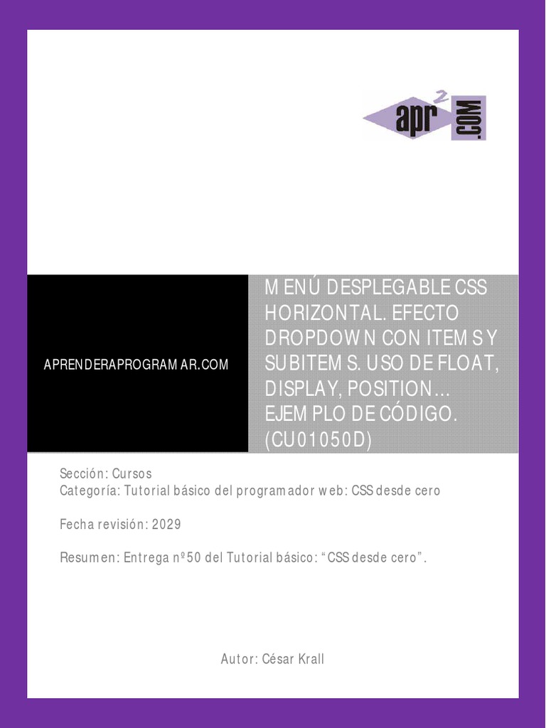 CU01050D Menus Desplegables Css Efecto Dropdown Ejemplo Codigo PDF ...