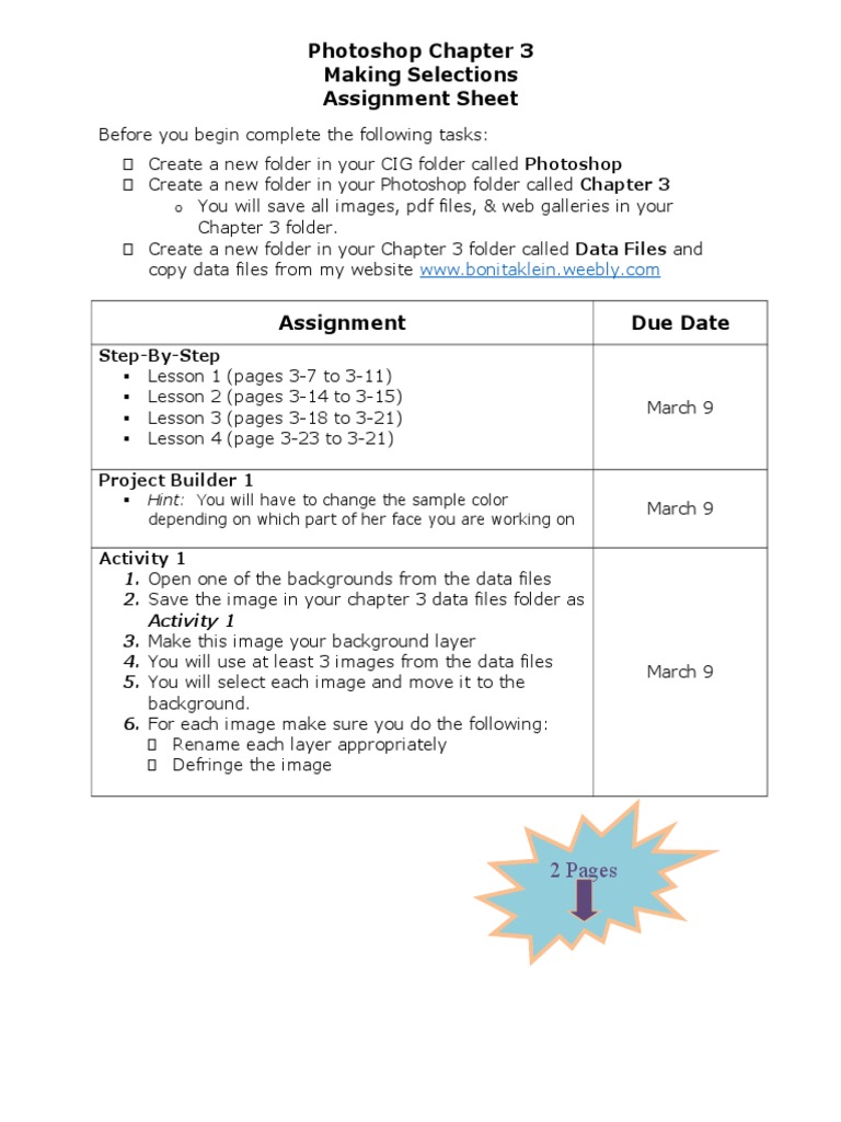 Photoshop Chapter 3 Assignment Sheet | PDF