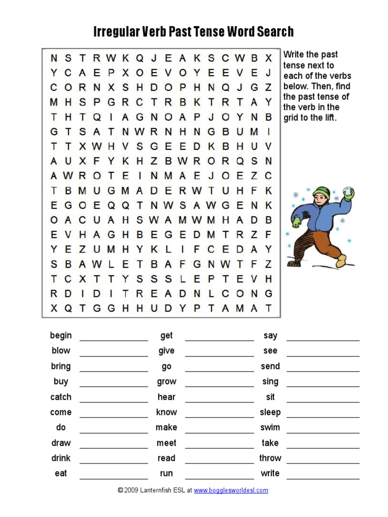 Irregular Verb Past Tense Word Search | PDF