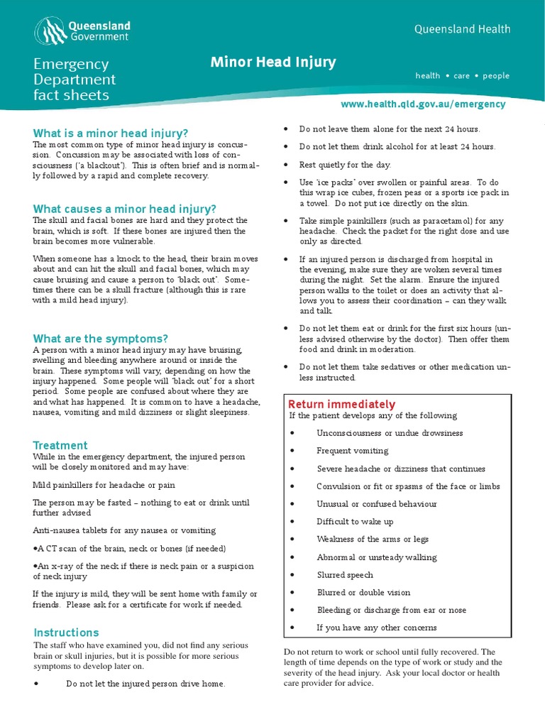 Minor Head Injury | Download Free PDF | Nervous System | Medicine