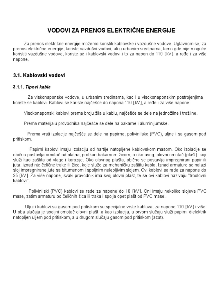Vodovi Za Prenos Električne Energije | PDF