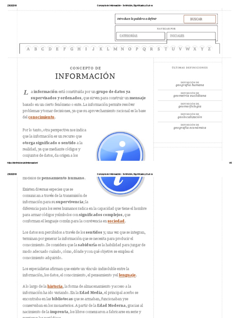 Concepto de Información - Definición, Significado y Qué Es | PDF ...
