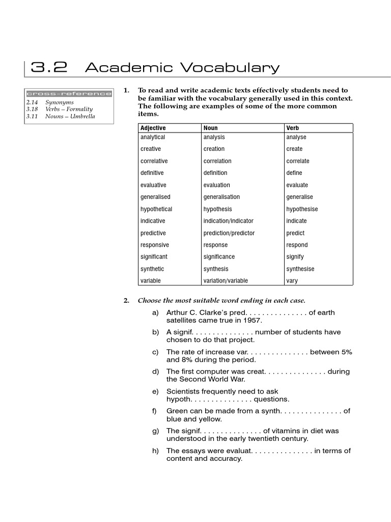 Academic vocabulary guide | PDF | Hypothesis | Vocabulary