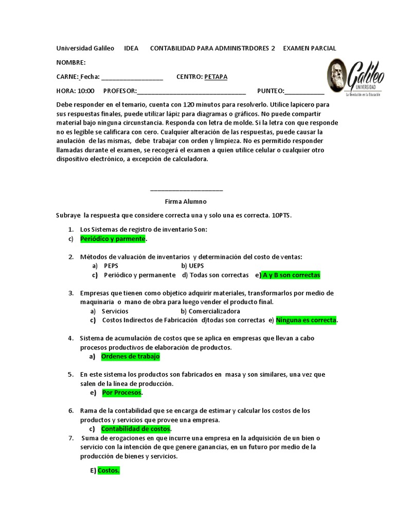 Examen Conta 2 ETAPA | PDF | Inventario | Contabilidad