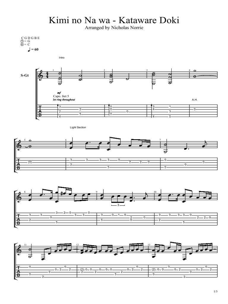 Kimi No Na Wa - Kataware Doki PDF | PDF | Musicology | Necked Lutes