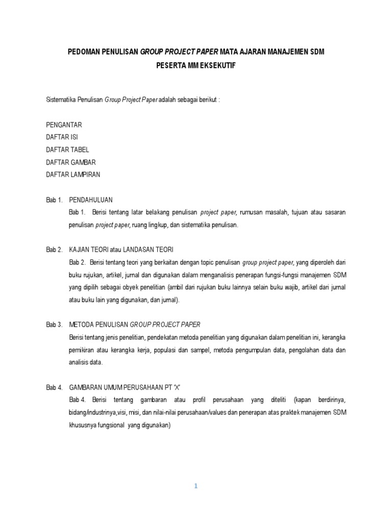 Pedoman Penulisan Group Project Paper MSDM Mme Dan WM | PDF | Karier ...