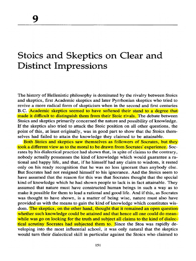 Frede-Stoics and Skepticson Clear and Distinct Impressions | PDF ...