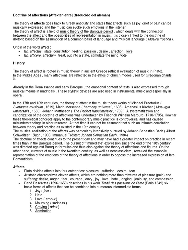 Wikipedia. Doctrine of Affections (Affektenlehre) Traducido Del Aleman ...