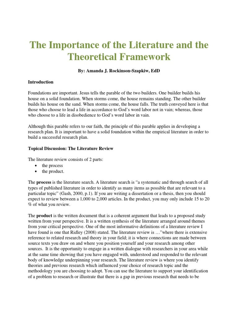Research Process The Literature Review and Theorectical Framework | PDF ...