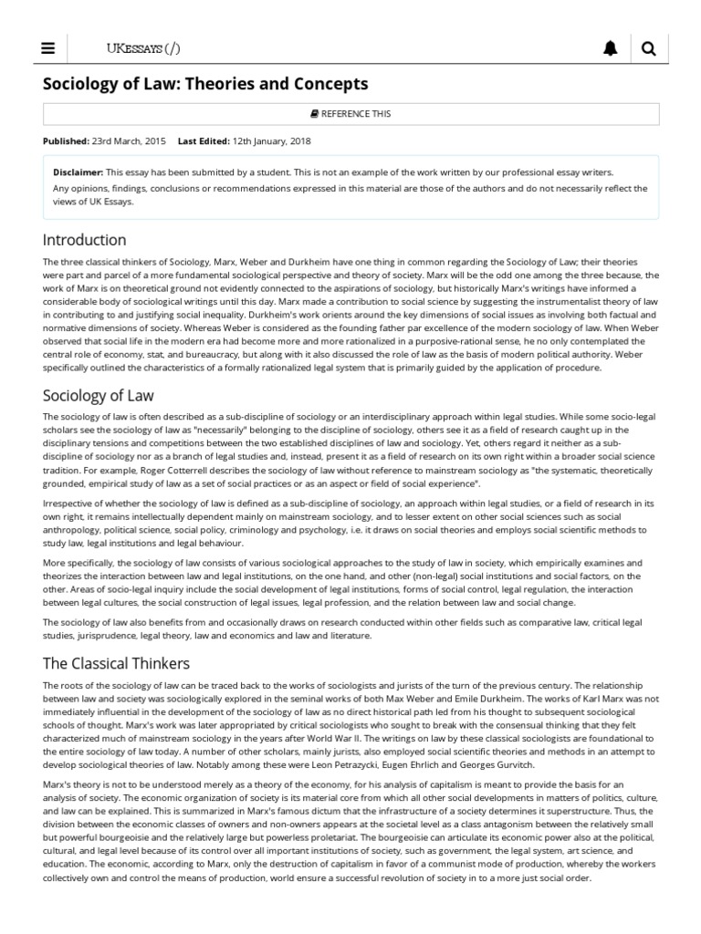 Sociology of Law - Theories and Concepts | PDF | Sociology | Max Weber