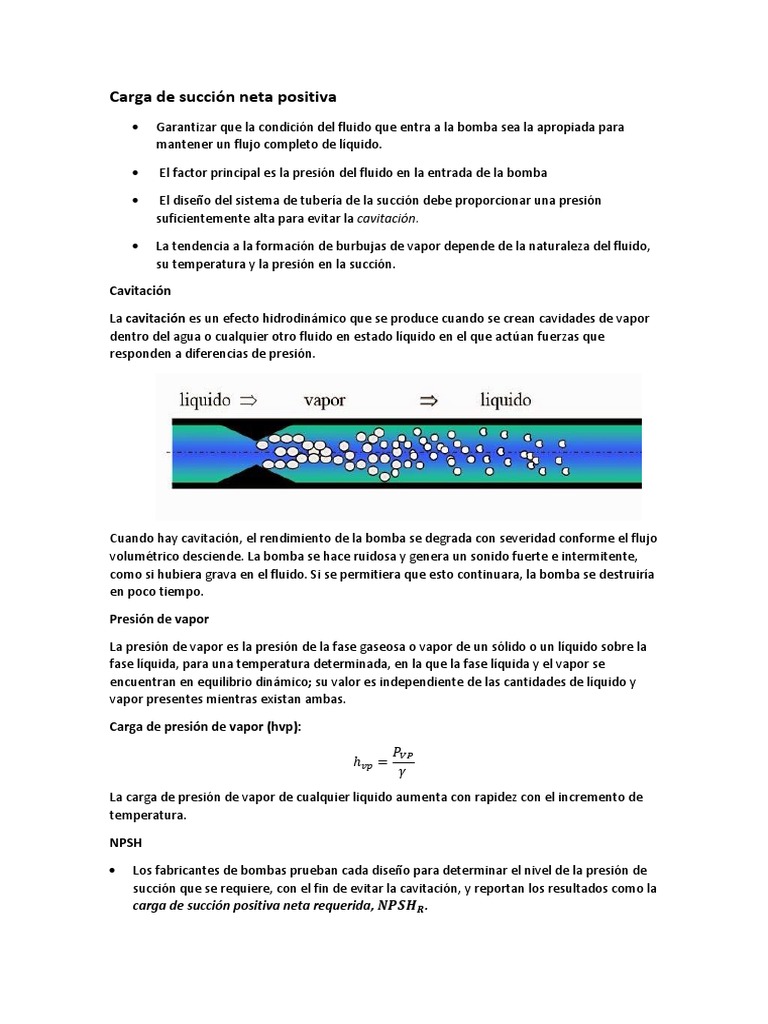 Carga de Succión Neta Positiva | Bomba | Líquidos