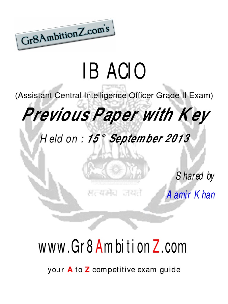 IB ACIO Exam 2013 Solved Paper | PDF | Inflation | Recession