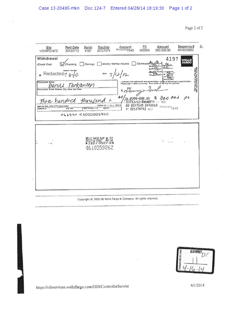 BOA 300K Cashiers Check | PDF