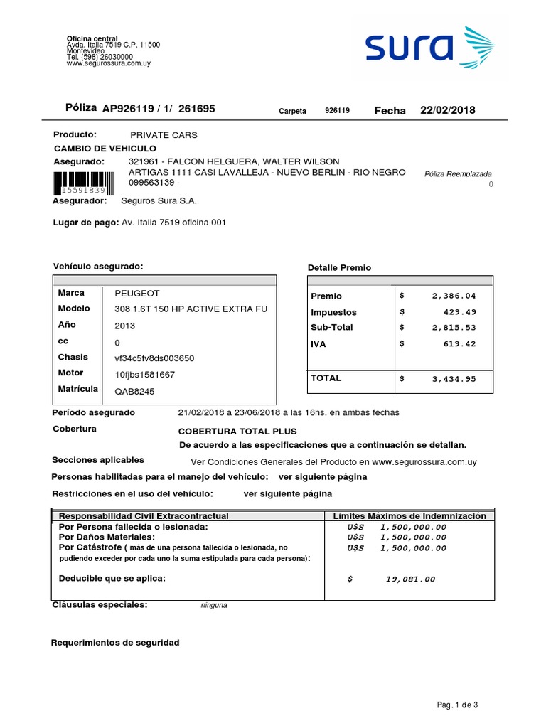Falcon | PDF | Póliza de seguros | Seguro