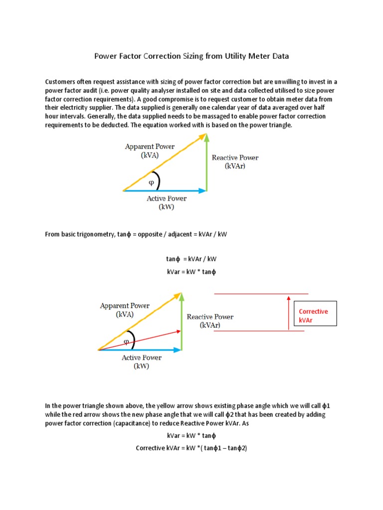 Power Factor Correction Sizing From Utility Meter Data | PDF ...
