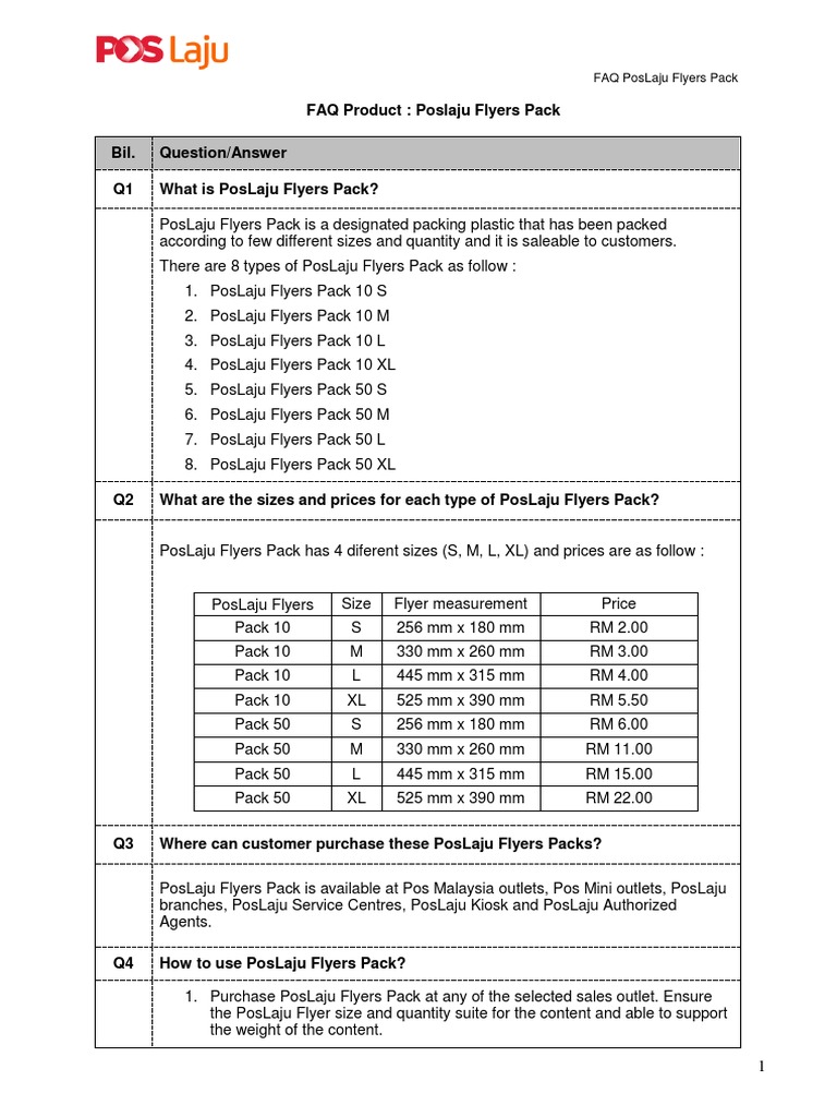 Faq Poslaju Flyers Pack Bi | PDF | Market (Economics) | Economies