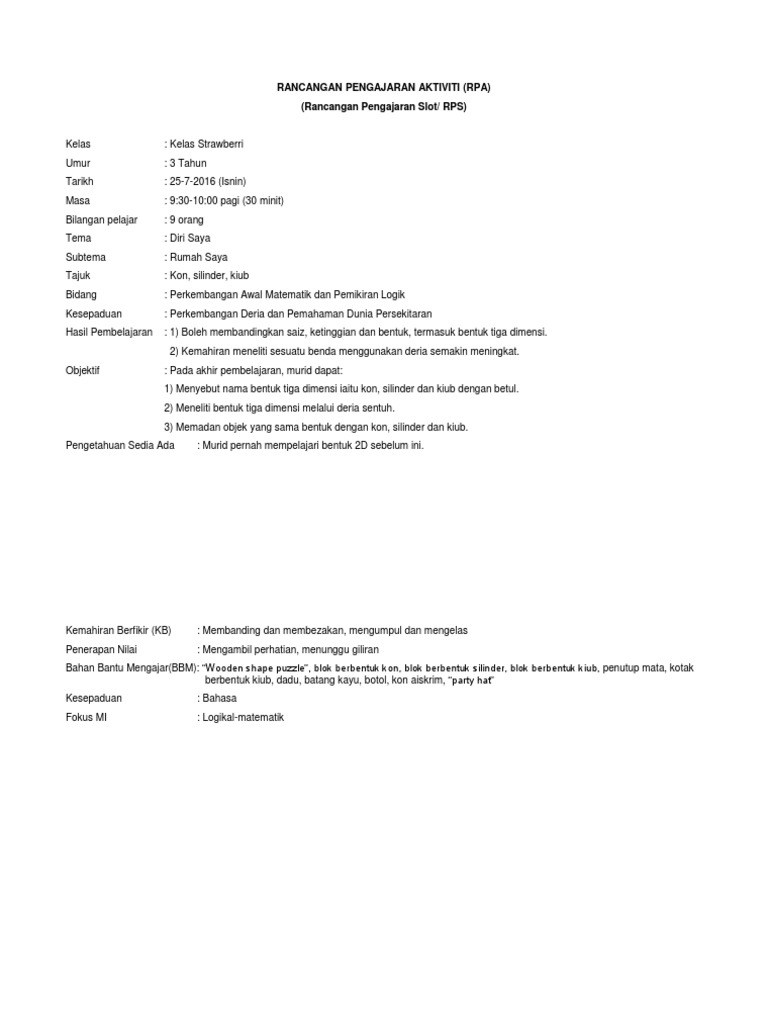 RPS Minggu 1 (1) Shape | PDF