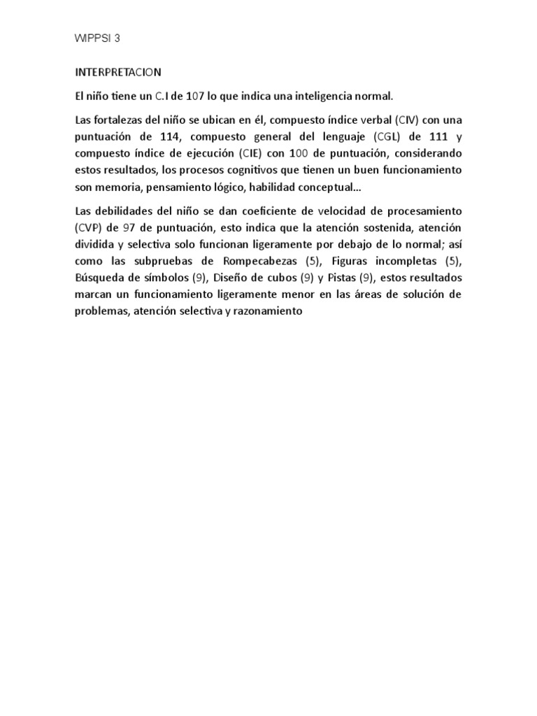 INTERPRETACION Wipsi 3 | PDF