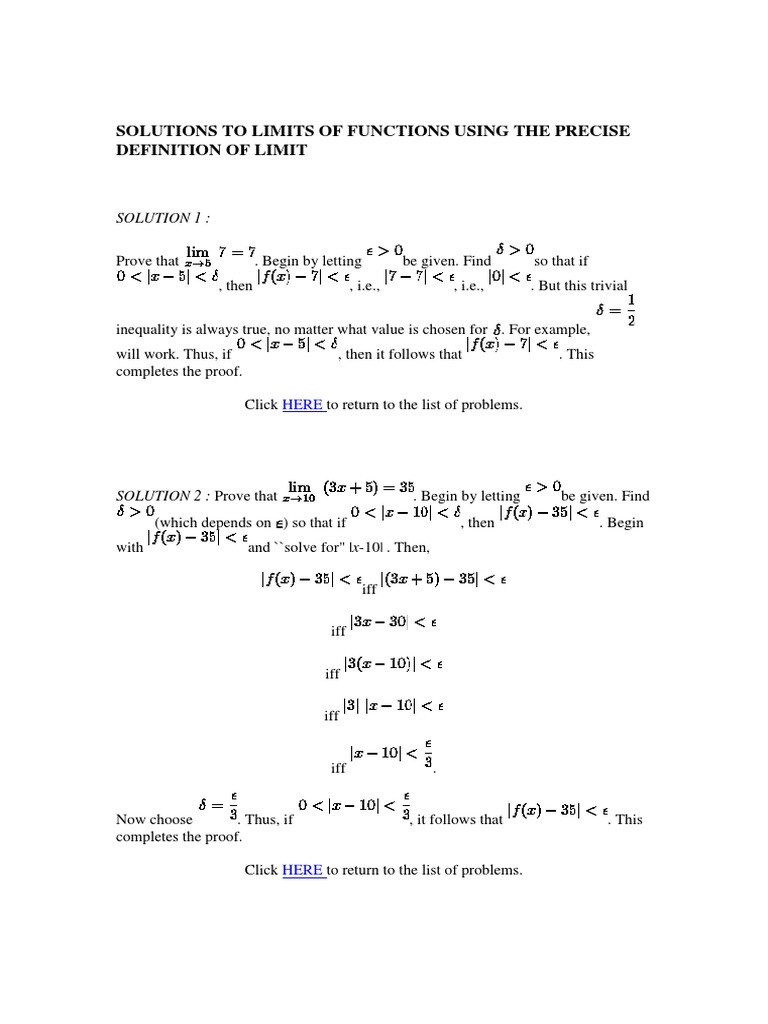 Limit Of Function Download Free Pdf If And Only If Mathematical Proof