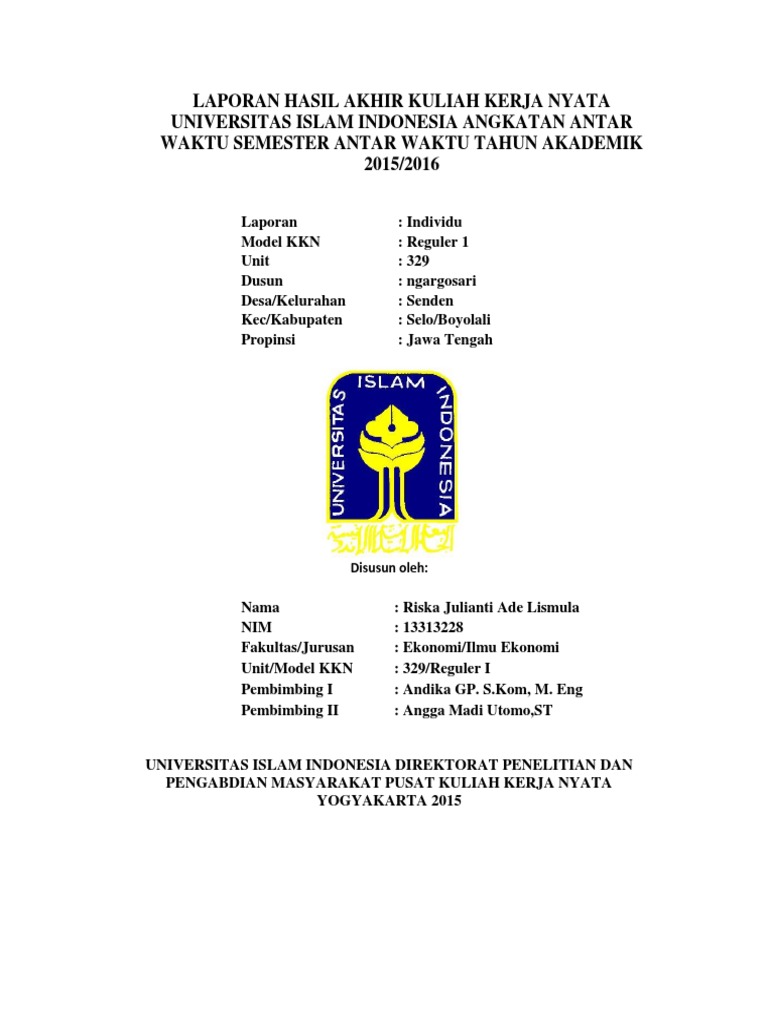 Contoh Format Laporan KKN Yang Bener | PDF