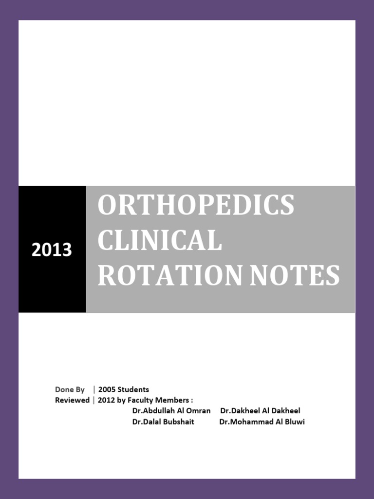 Orthopedics Clinical Rotation Notes 2013 (Modified) PDF | PDF | Knee ...