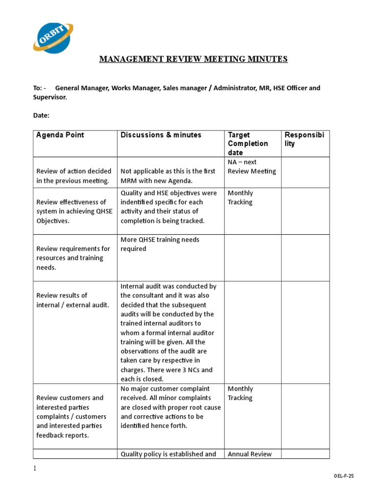 F-25 MRM Minutes.doc | Internal Audit | Audit