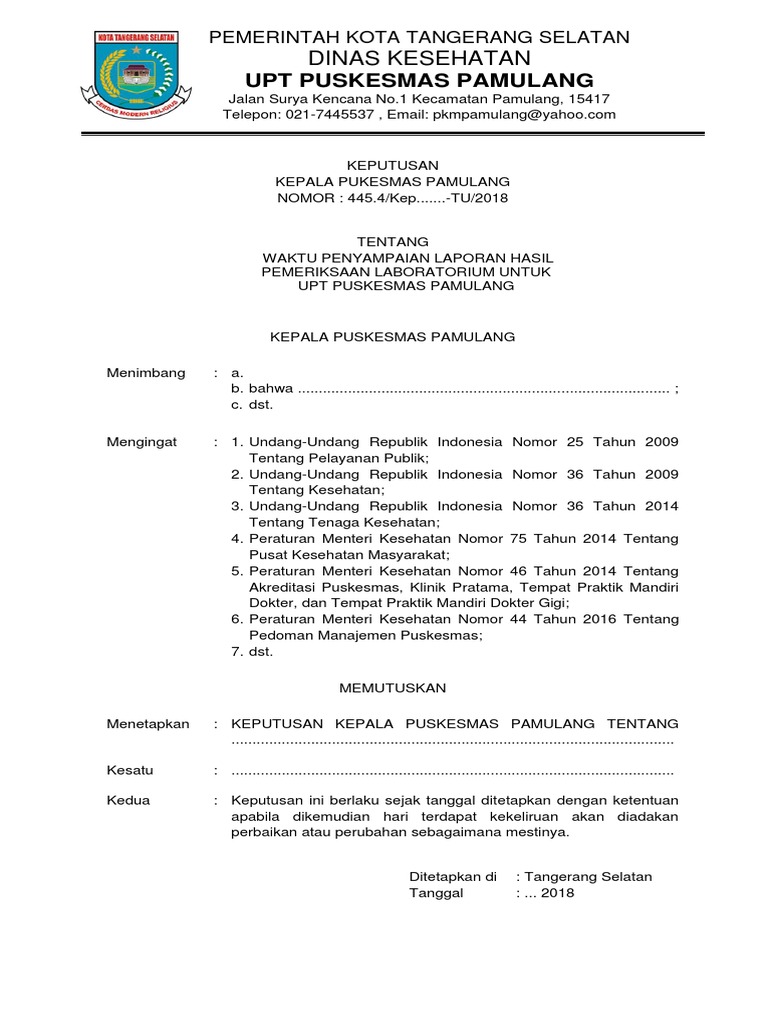Format Surat Keputusan (SK) 2018 | PDF