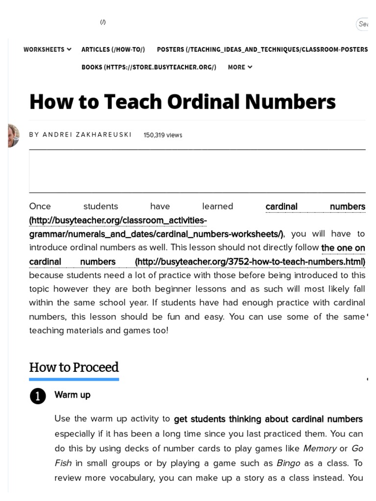 How To Teach Ordinal Numbers | PDF | Flashcard | Vocabulary