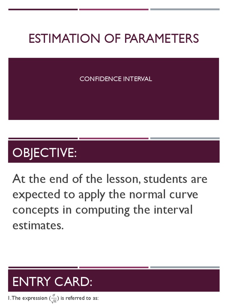Estimation Of Parameters Confidence Interval 2 Download Free Pdf Confidence Interval