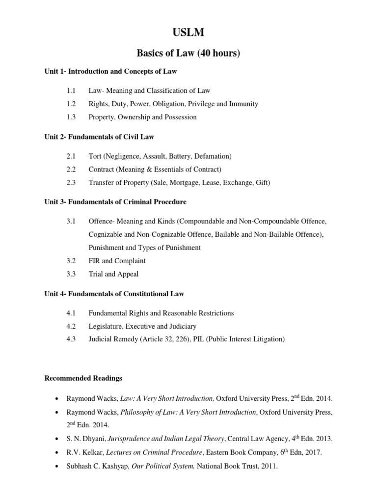 USLM Basics of Law | PDF