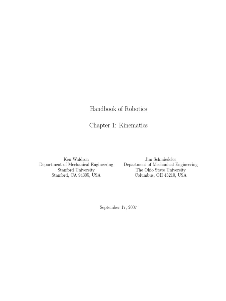 Handbook of Robotics Chapter 1: Kinematics | PDF | Euclidean Vector | Rotation Around A Fixed Axis