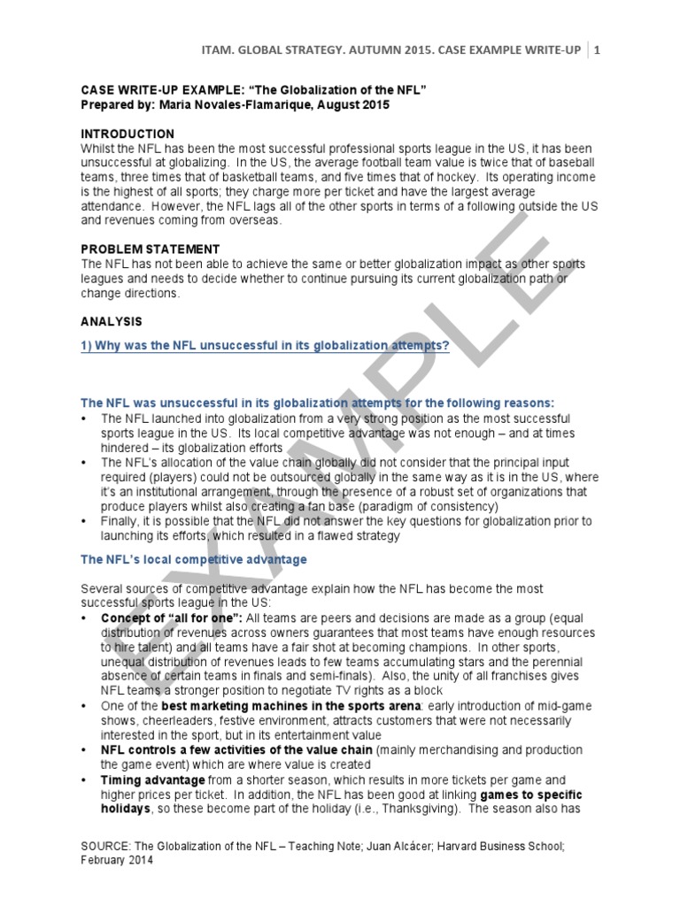 Case Write Up Sample - Globalization of The NFL | PDF | Outsourcing ...