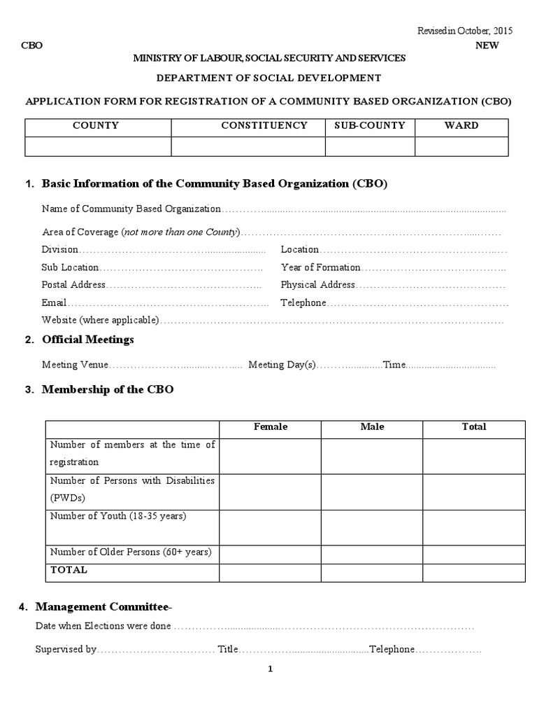 CBO Registration Application Guide Kenya | PDF | Government | Business